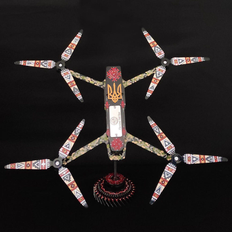 Drone painted in Ukrainian patterns – Ukraine Aid Operations
